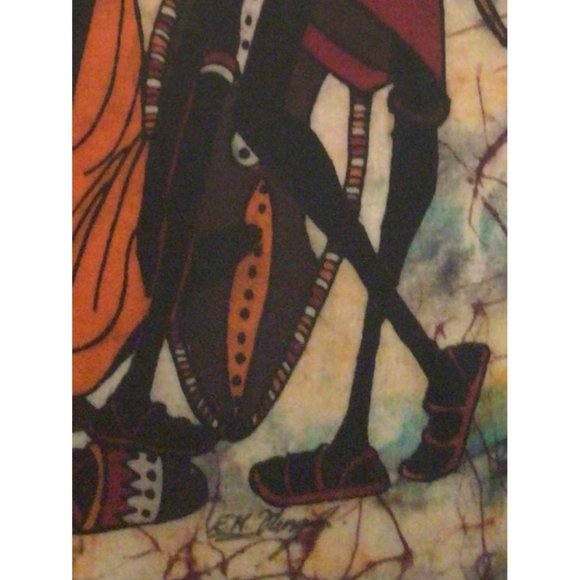 Wall Decor | Vintage Framed Batik Warrior Dancers Signed Painting ...